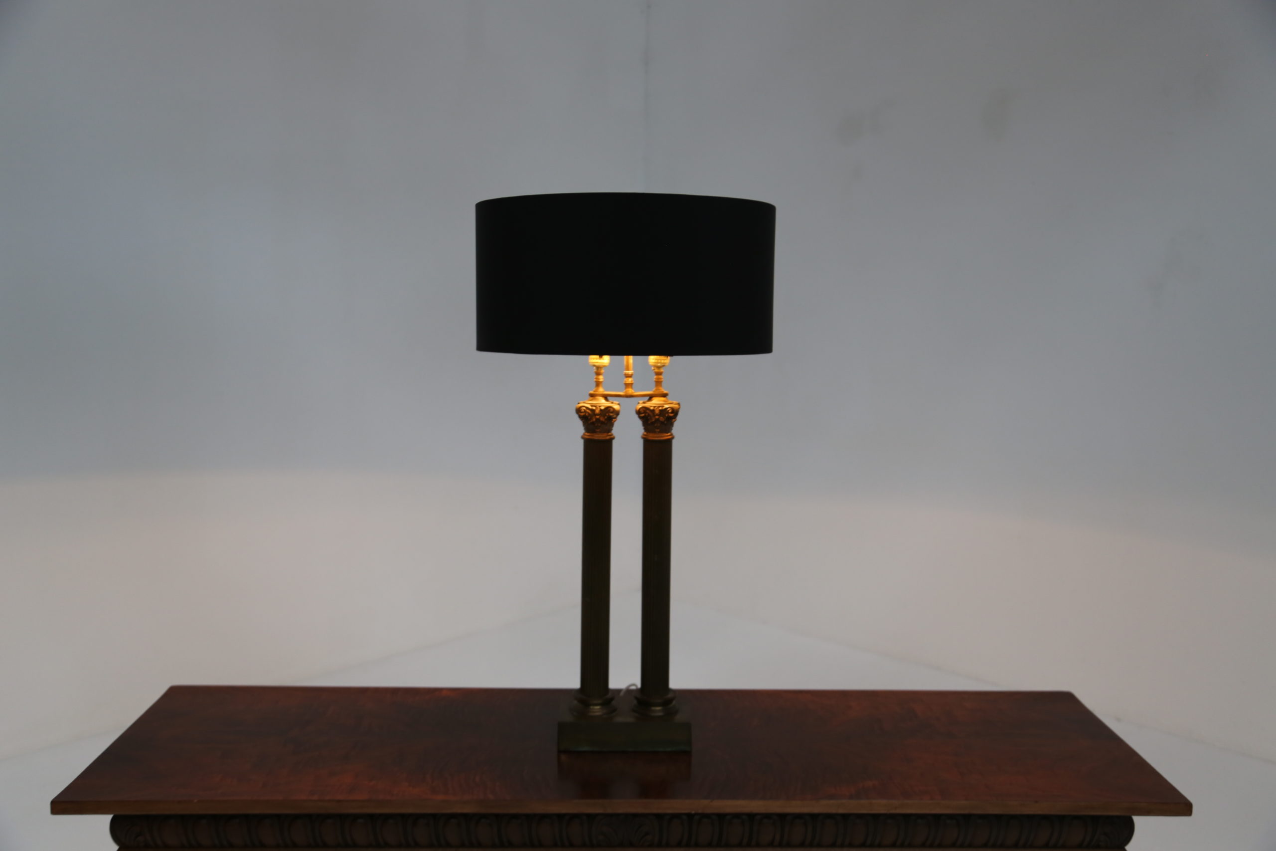 Victorian Brass Double Column Library Table Lamps | The Vintage Hub