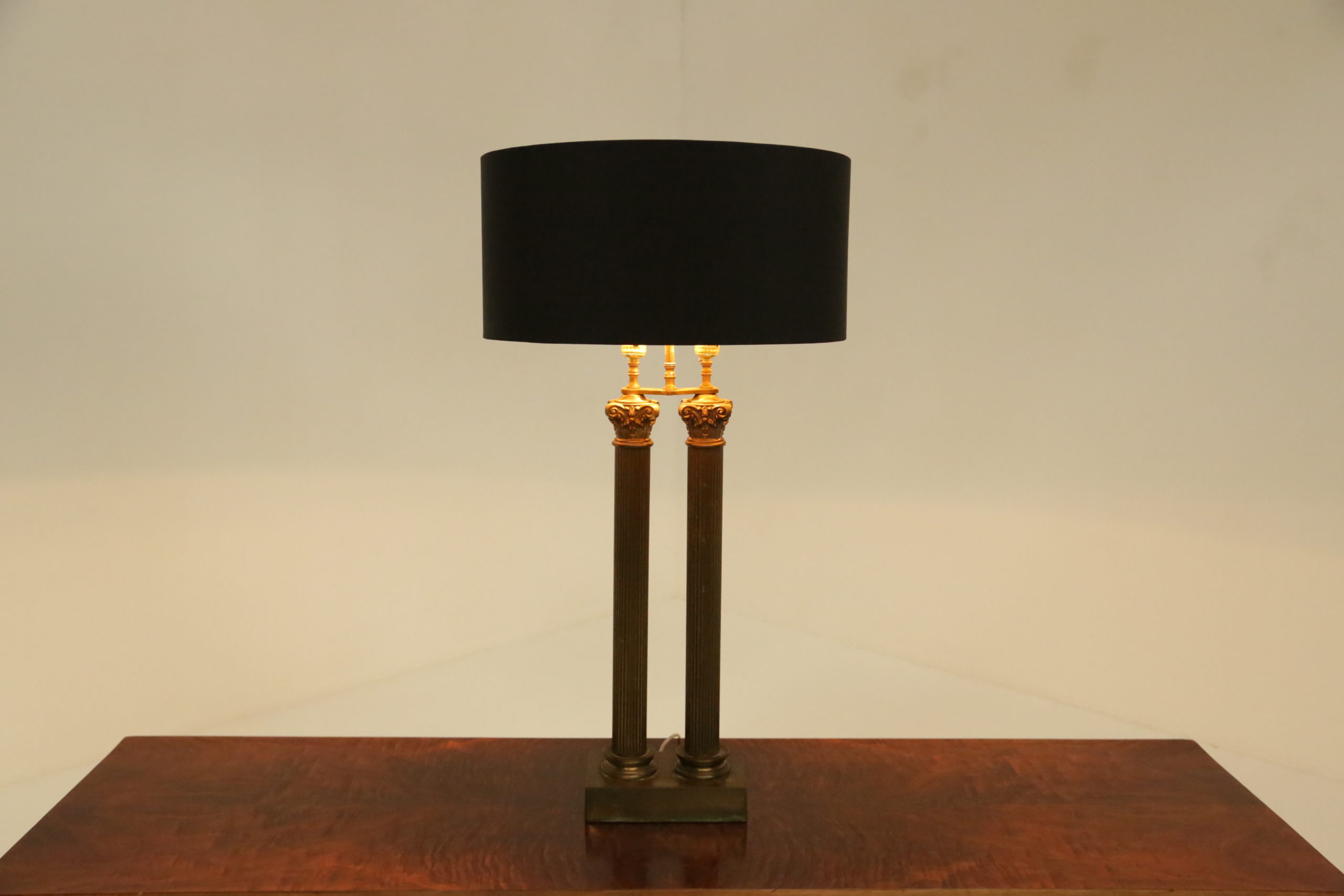 Victorian Brass Double Column Library Table Lamps | The Vintage Hub